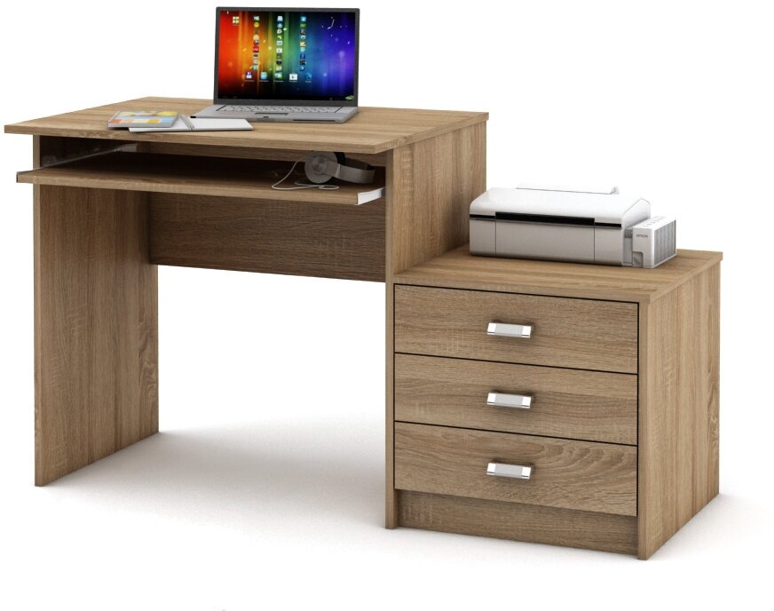 Компьютерный стол "Имидж (Арсенал) 22", с полкой для принтера и клавиатуры, 130x75x60 см