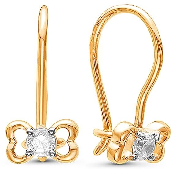 Серьги, красное золото, 585 проба, фианит