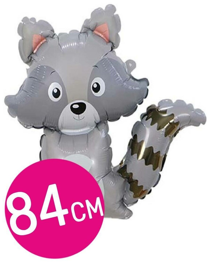 Воздушный шар фольгированный Falali фигурный, Енот, 84 см