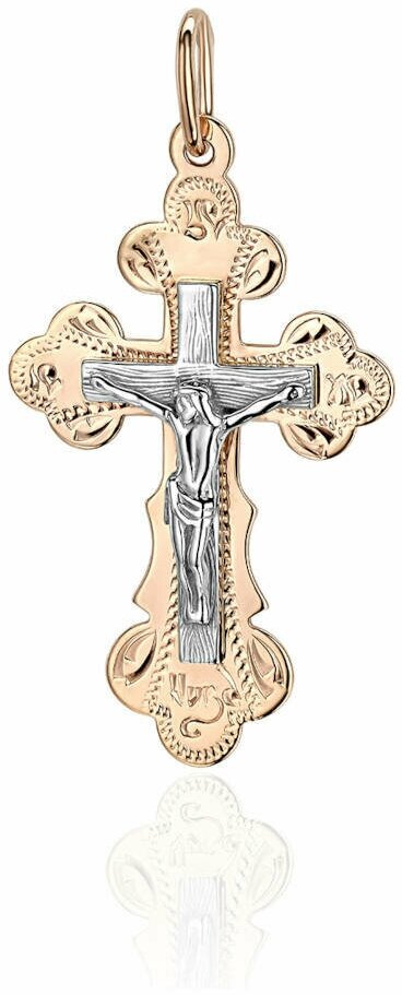 Крестик, комбинированное золото, 585 проба