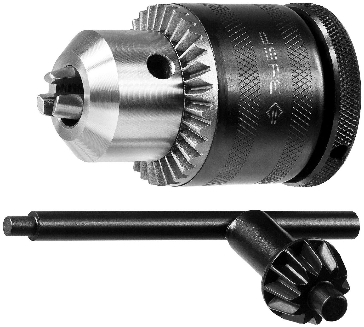 Патрон ударный ключевой, ЗУБР Профессионал 29082-13-1/2, 13мм, посадочная резьба 1/2″, с фиксатором на шпинделе, D=1,5-13мм (29082-13-1/2_z02)