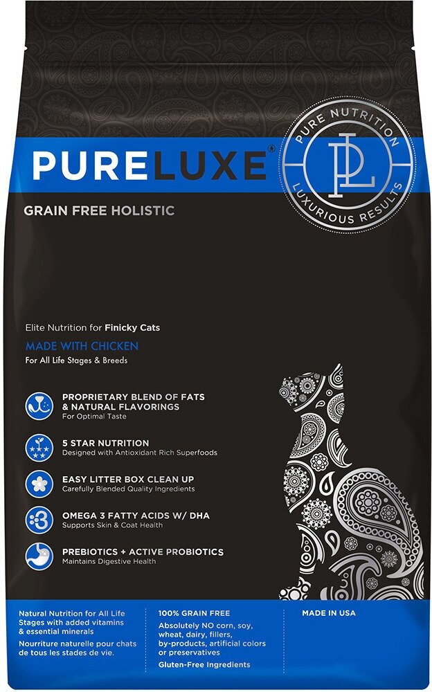 Сухой корм PureLuxe для привередливых котов и кошек всех пород, со вкусом курицы, 2шт по 400г