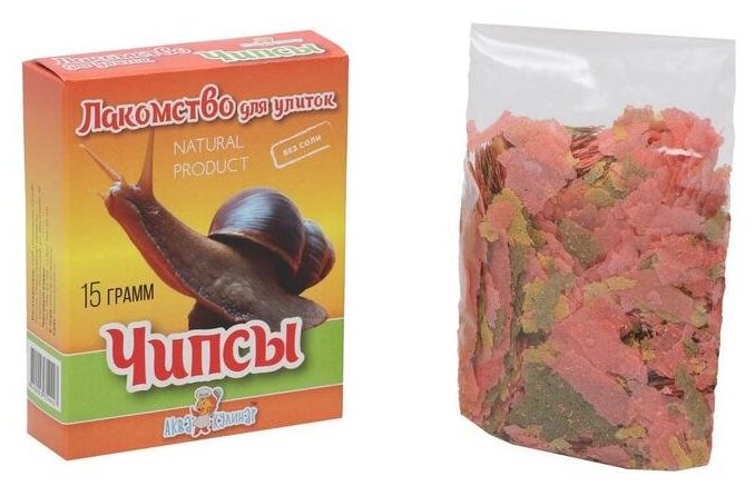 Лакомство, для улиток, чипсы, 15 г