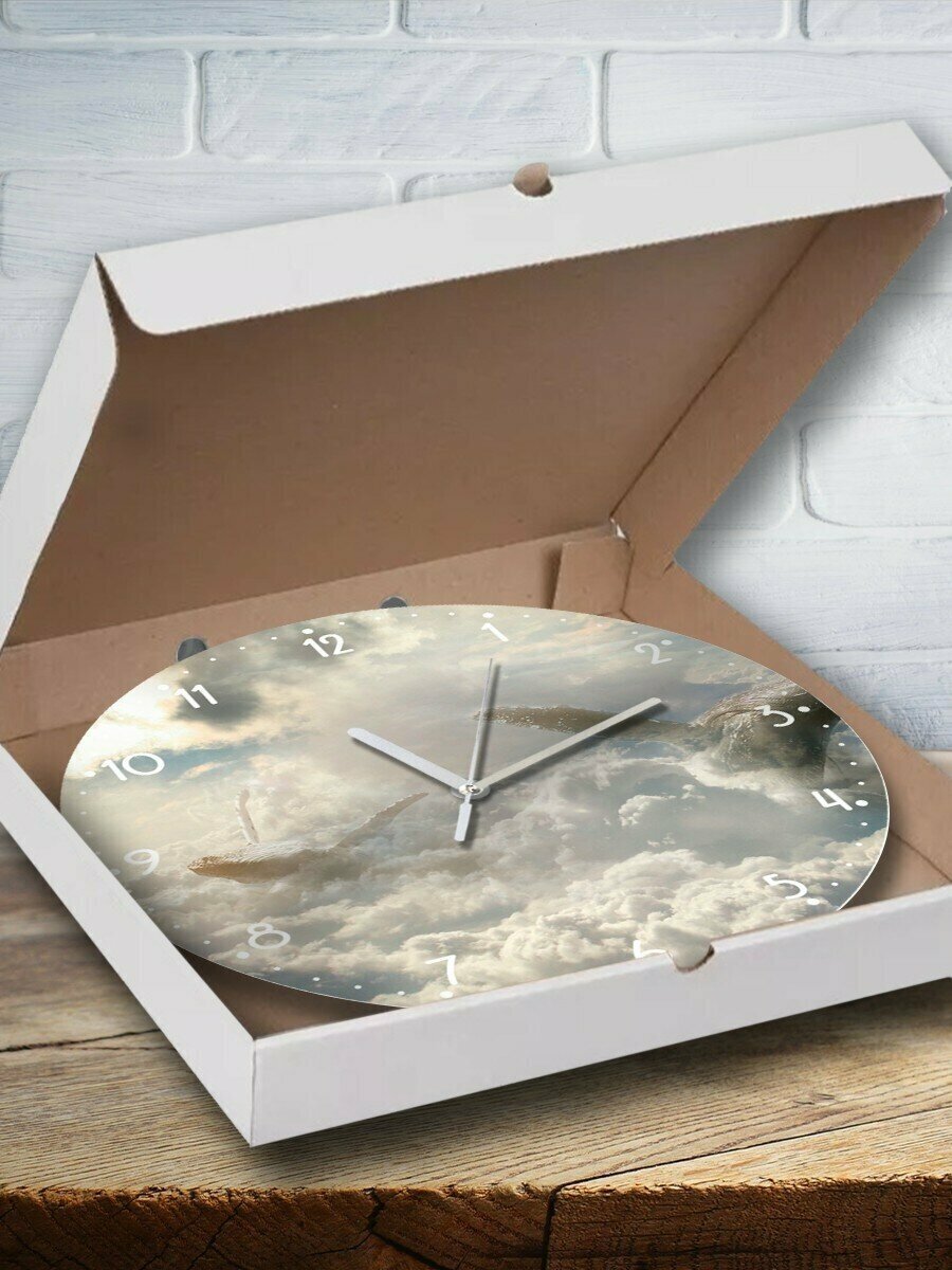 Настенные часы УФ с рисунком фэнтези дракон небо - 3159