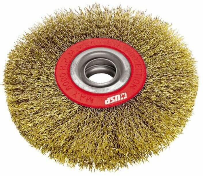 Корщетка "Колесо" латунь/диаметр 125мм/диаметр посадочный 20мм/6000об/мин/Адаптеры 5/8",1/2"