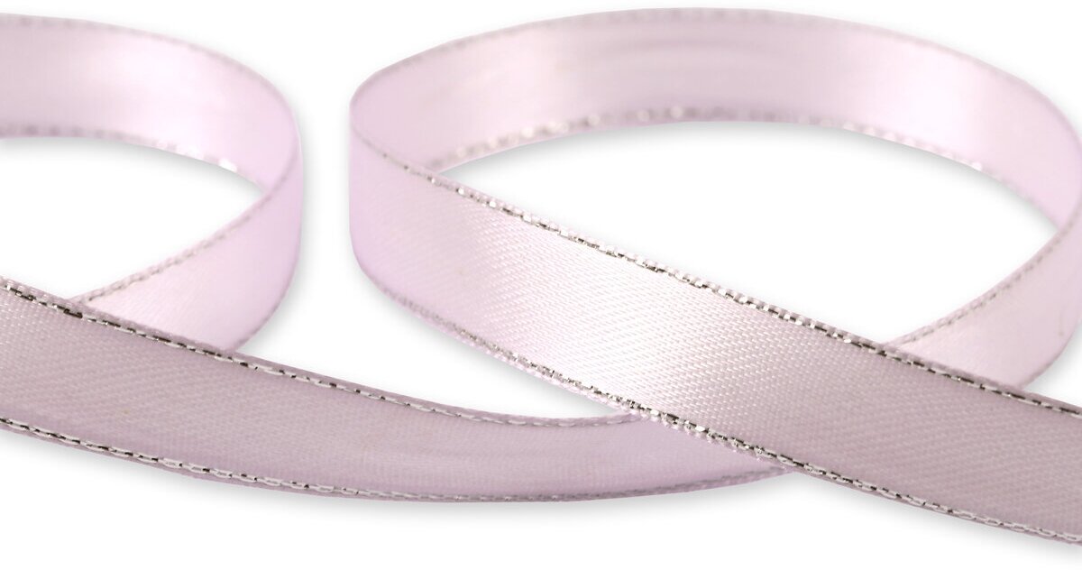 Лента атласная 12 мм "Gamma" AL-12M двухстор. с металл. нитью 33 м №080св. сиреневый/серебро