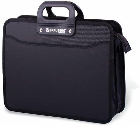 Папка-портфель пластиковый BRAUBERG Премьер, А4 (390х315х120 мм), 3 отделения, на молнии, фактура бисер, черный