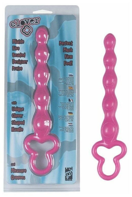 Розовая анальная цепочка Clover Anal Rod - 18 см.