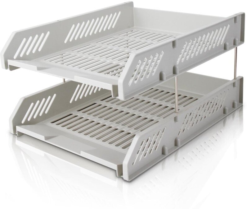 Лоток для бумаг горизонтальный Deli E9208 набор 2шт на металл. стерж серый 1696468