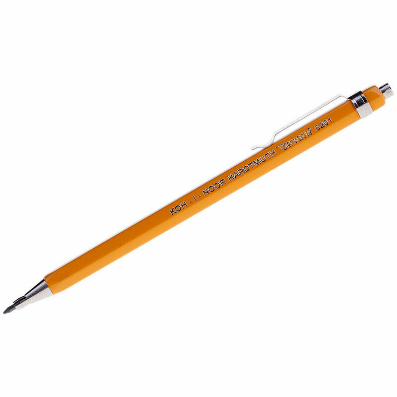 Карандаш цанговый Koh-I-Noor "Versatil" 2мм, желтый корпус, металл. клип, 070026