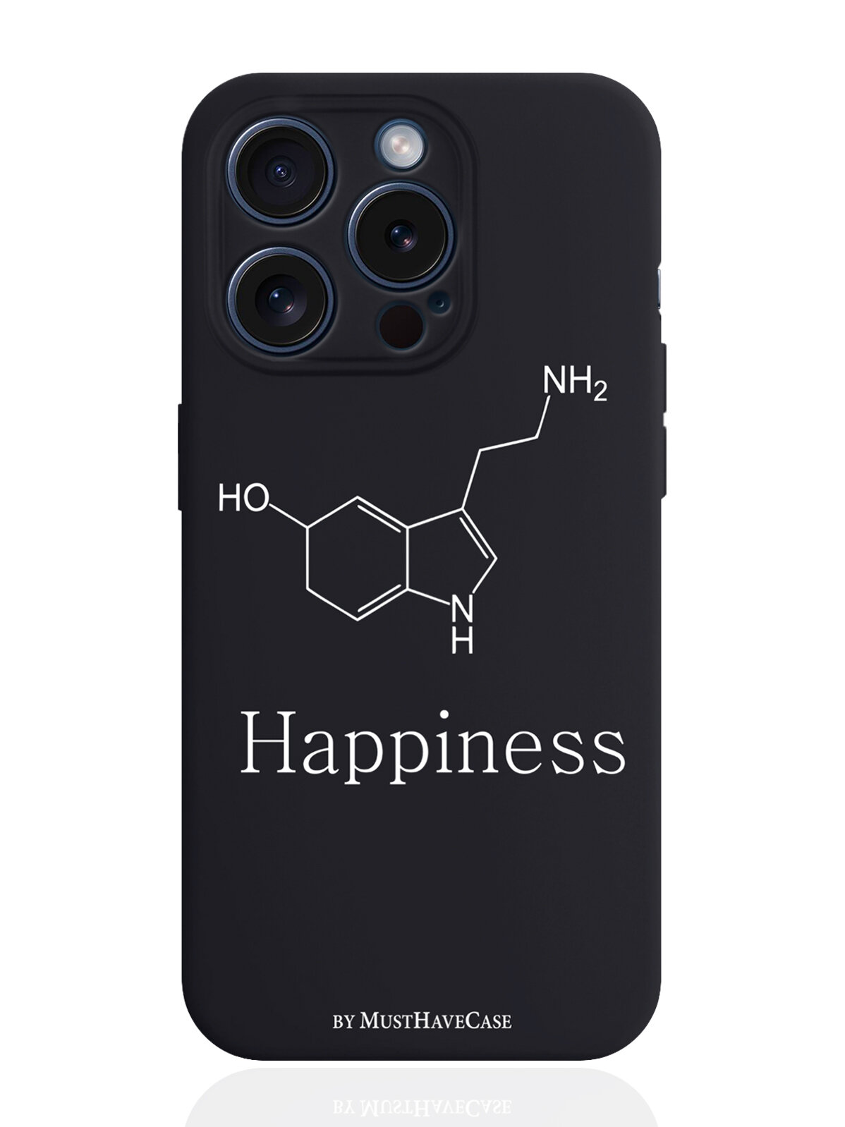 Чехол для смартфона iPhone 15 Pro черный силиконовый Молекула счастья