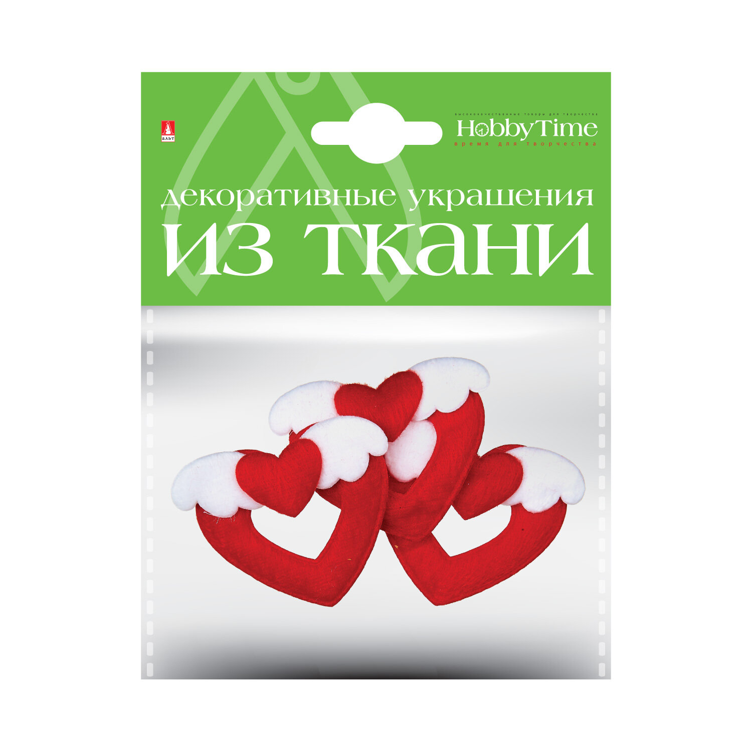 Декор из ткани, набор №11 "сердечки S" ( 4 вида ) , Арт. 2-159/07