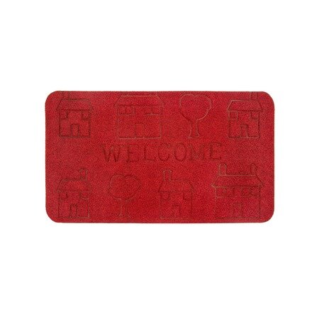 Коврик придверный Оскар Эмбоссед 40х70 Экстра Латекс "Welcome"/дом, красный