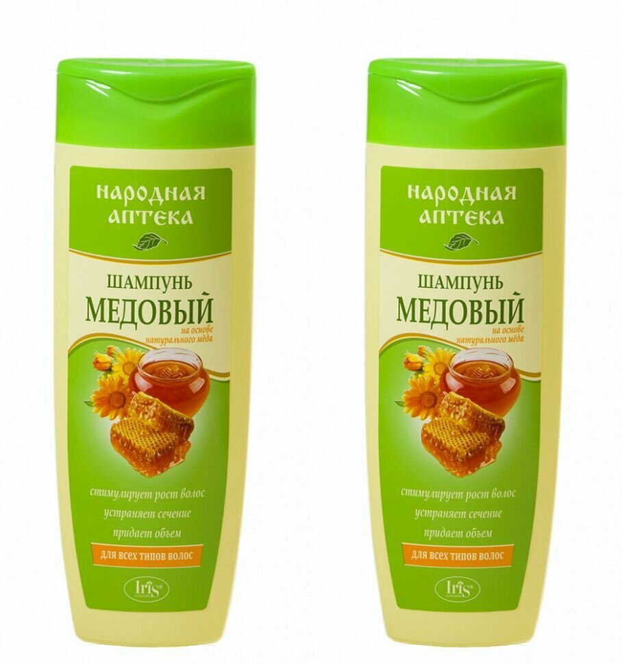 Iris cosmetic Шампунь для всех типов волос Народная аптека Медовый 400мл, 2 шт