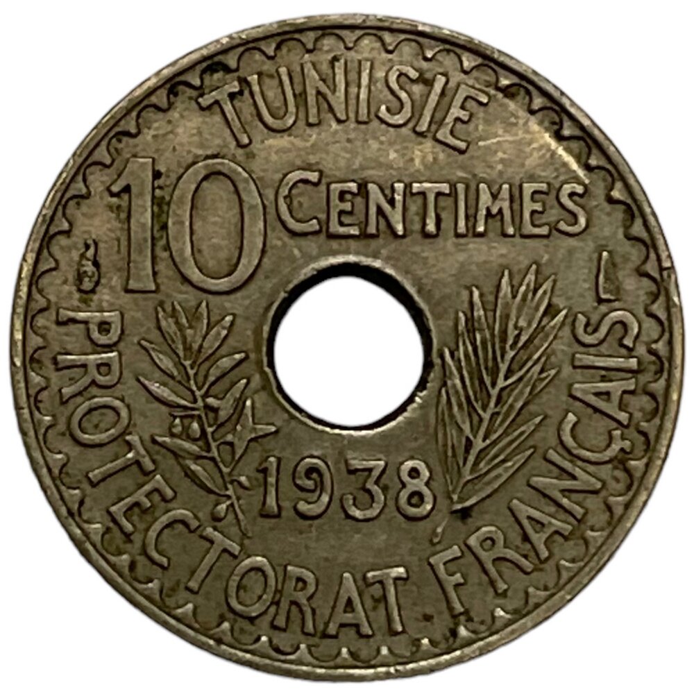Тунис 10 сантимов 1938 г. (AH 1357)