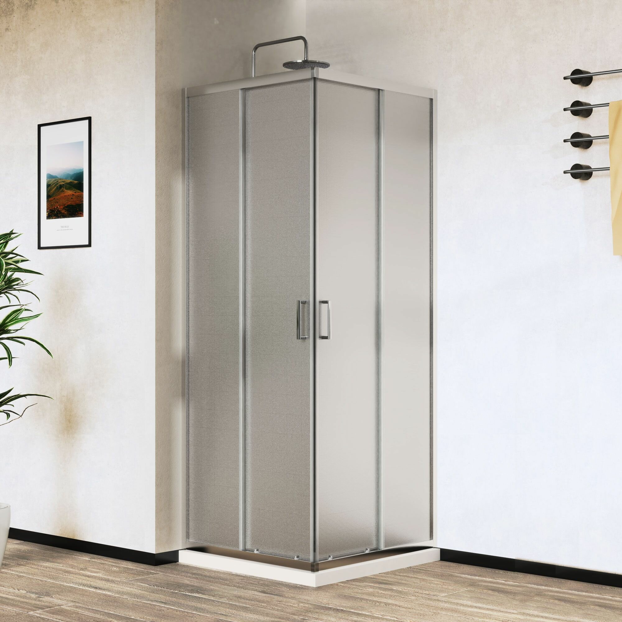 Душевой уголок Vincea City INPVSS-5CT900MT, 900x900, хром, стекло текстурное