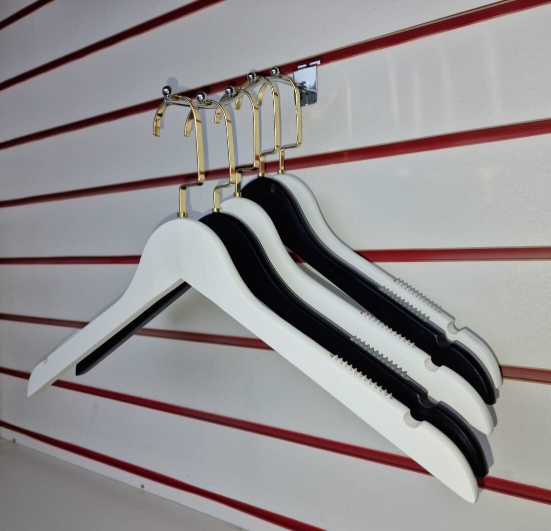 Вешалка-плечики для одежды деревянная без перекладины (черн) (Упаковка 5шт)