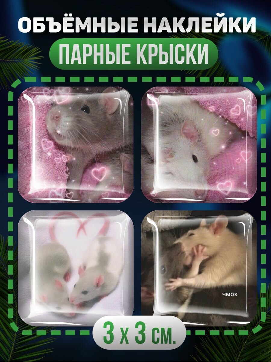 Парные 3D стикеры Крыски