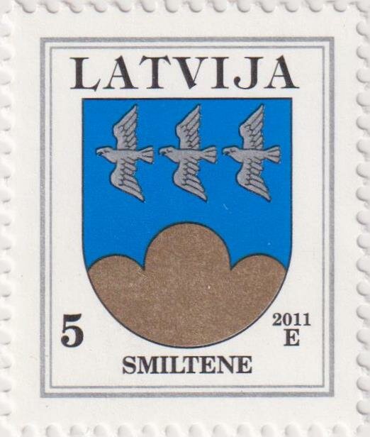 Почтовые марки Латвия 2011г. "Гербы Латвии - Смилтене" Птицы, Гербы MNH