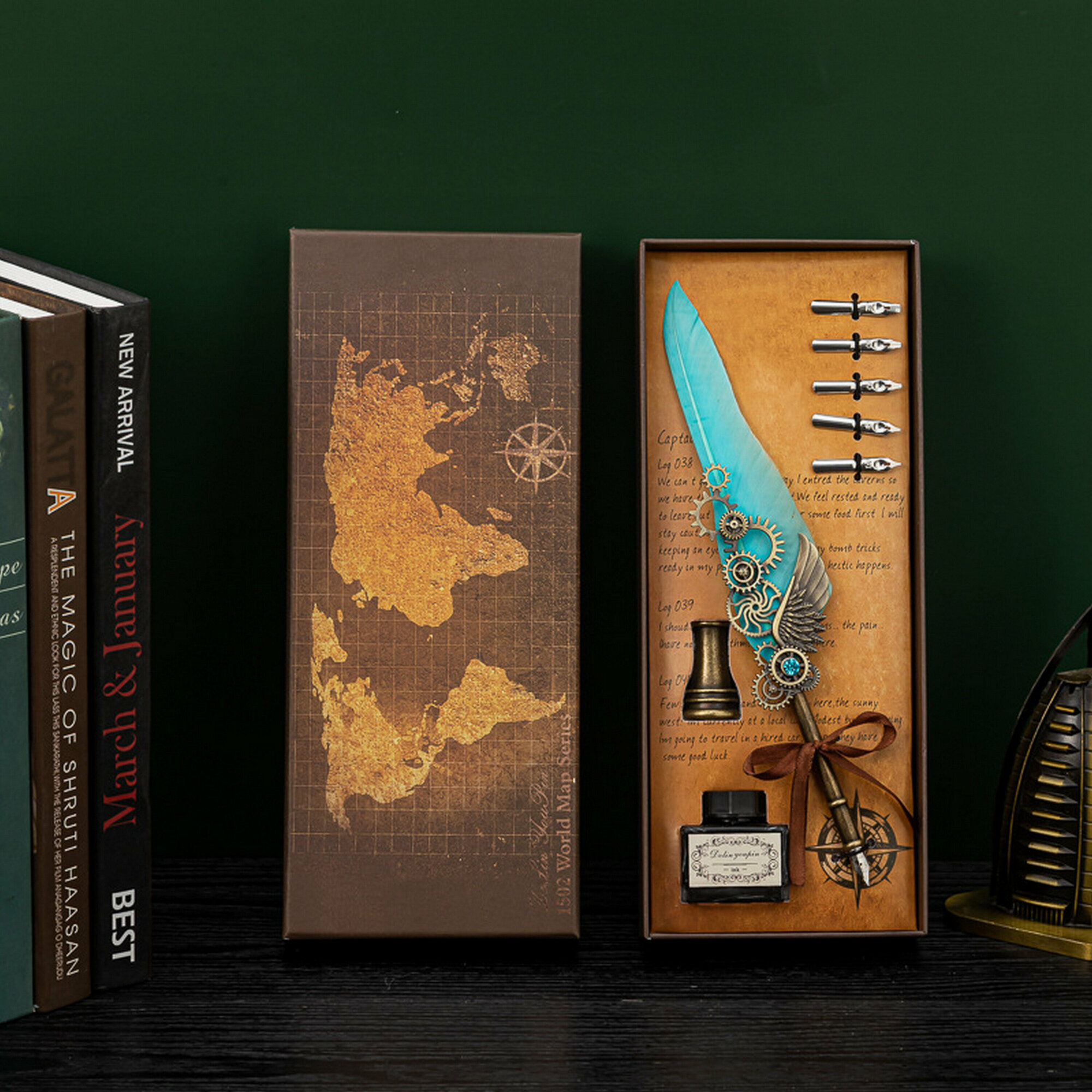 Подарочная винтажная каллиграфическая перьевая ручка с натуральным пером