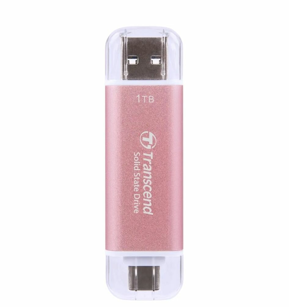 1 ТБ Внешний SSD TRANSCEND TS1TESD310P (TS1TESD310P) розовый - USB 2.0, USB 3.1, чтения - 1050 Мб/с, записи - 950 Мб/с