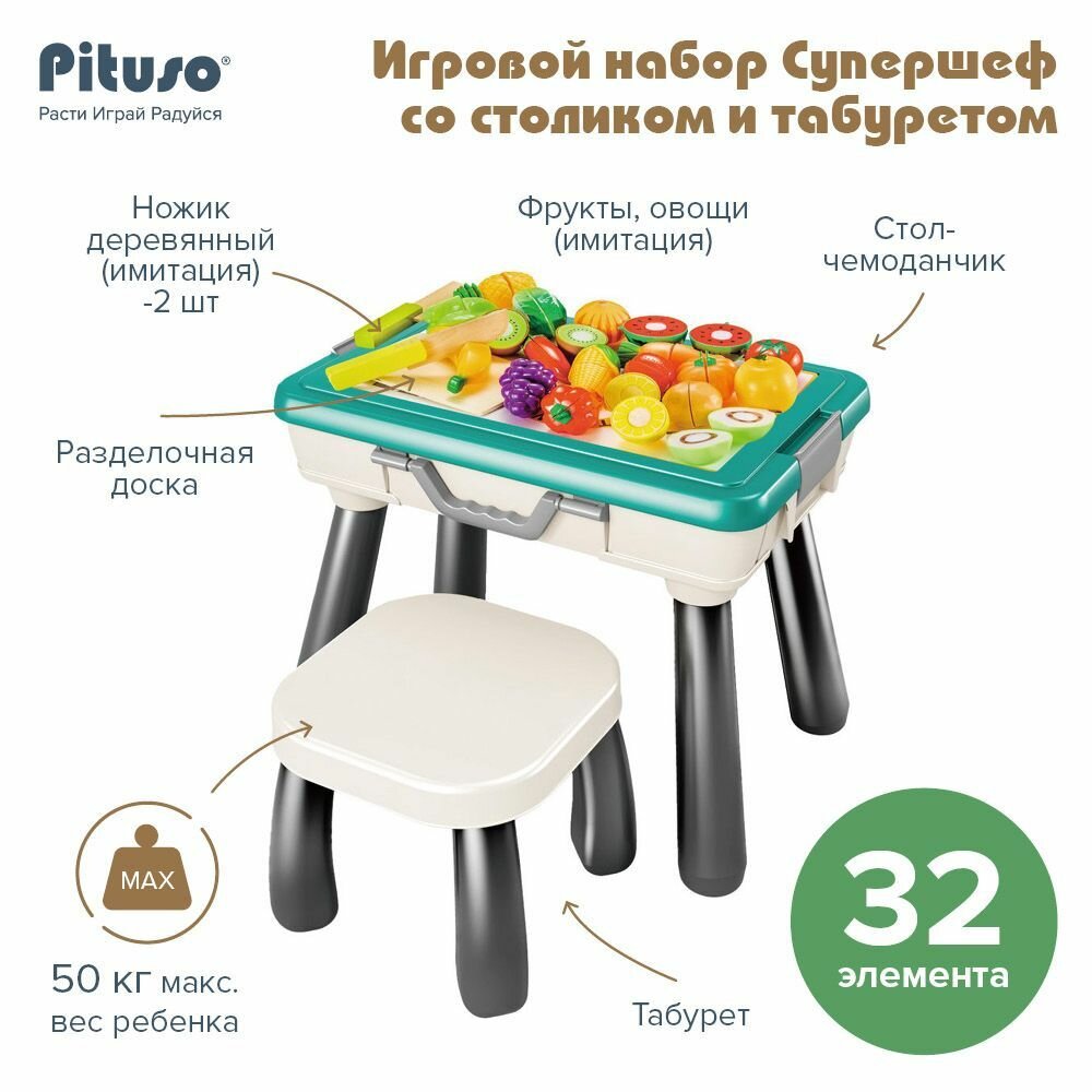 Игровой набор Pituso Супершеф со столиком и табуретом