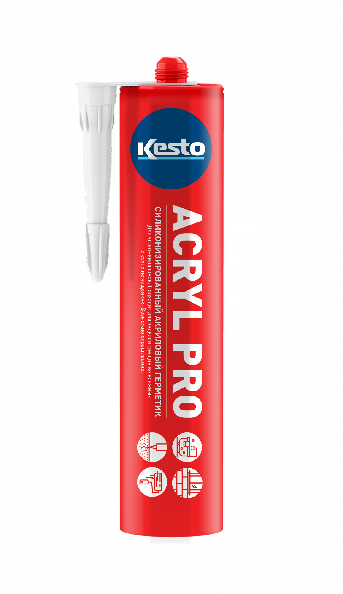 Силиконизированный акриловый герметик KESTO ACRYL PRO, белый, 310 мл