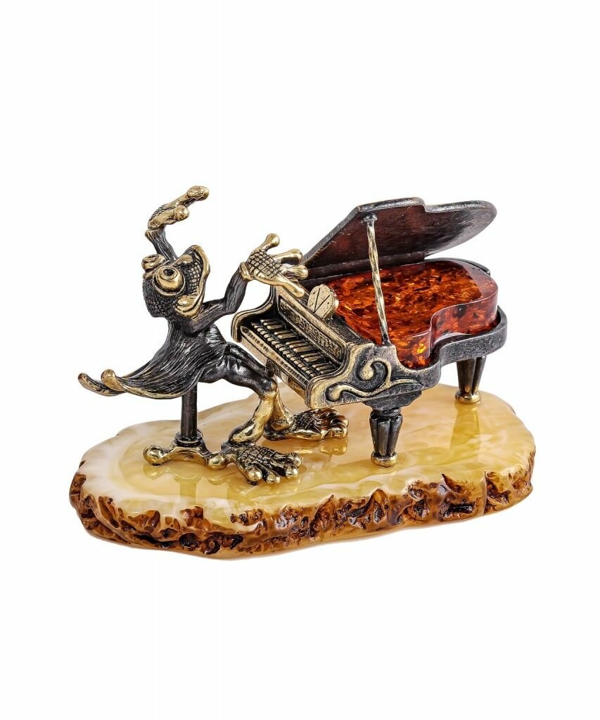 Статуэтка Лягушка с роялем 1773-Б, белая