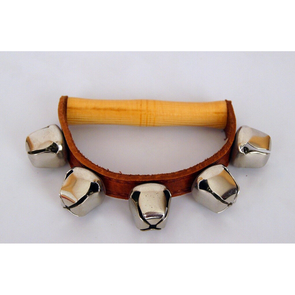 Бубенцы на кожаном ремешке и деревянной ручке Fleet FLT-G13-5B