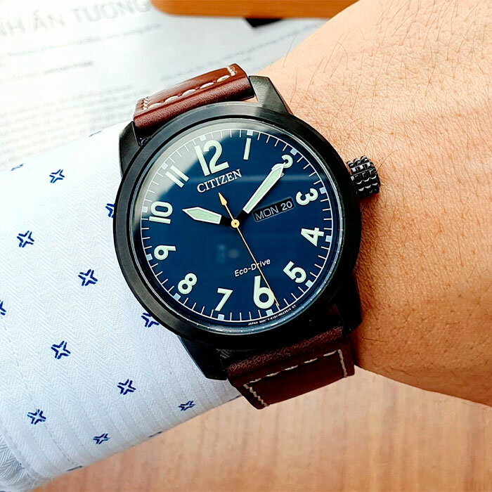 Наручные часы CITIZEN Eco-Drive, синий, коричневый, черный — фото 1