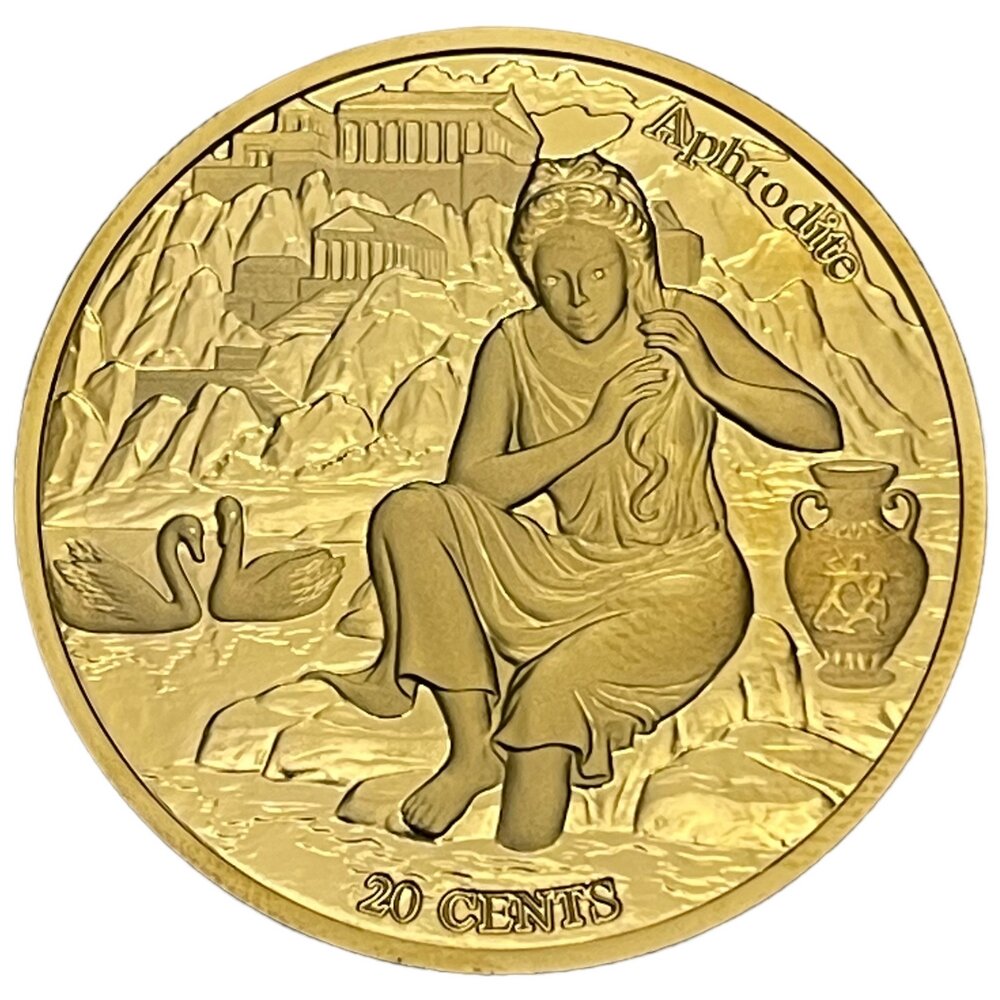 Самоа 20 центов 2021 г. (12 Олимпийских богов в зодиаке - Афродита и телец) (Proof)