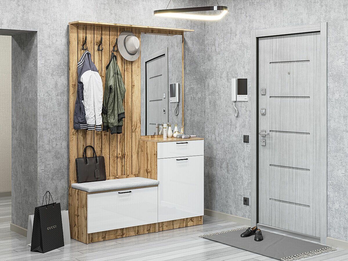 Прихожая Стиль 1400 мм, Белый глянец