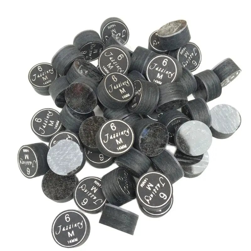 Jassinry наконечники для бильярдного кия 14 мм, 6 слоев свиной кожи + прозрачная подушка, черные, S/M/H H