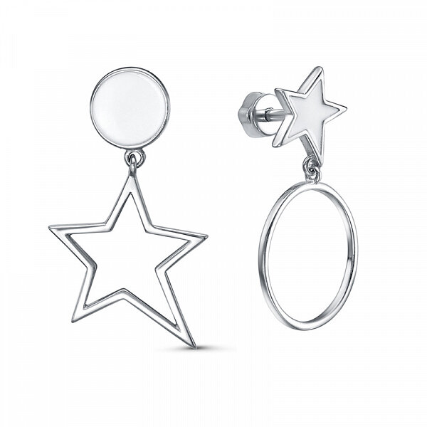 Серьги непарные, серебро, 925 проба