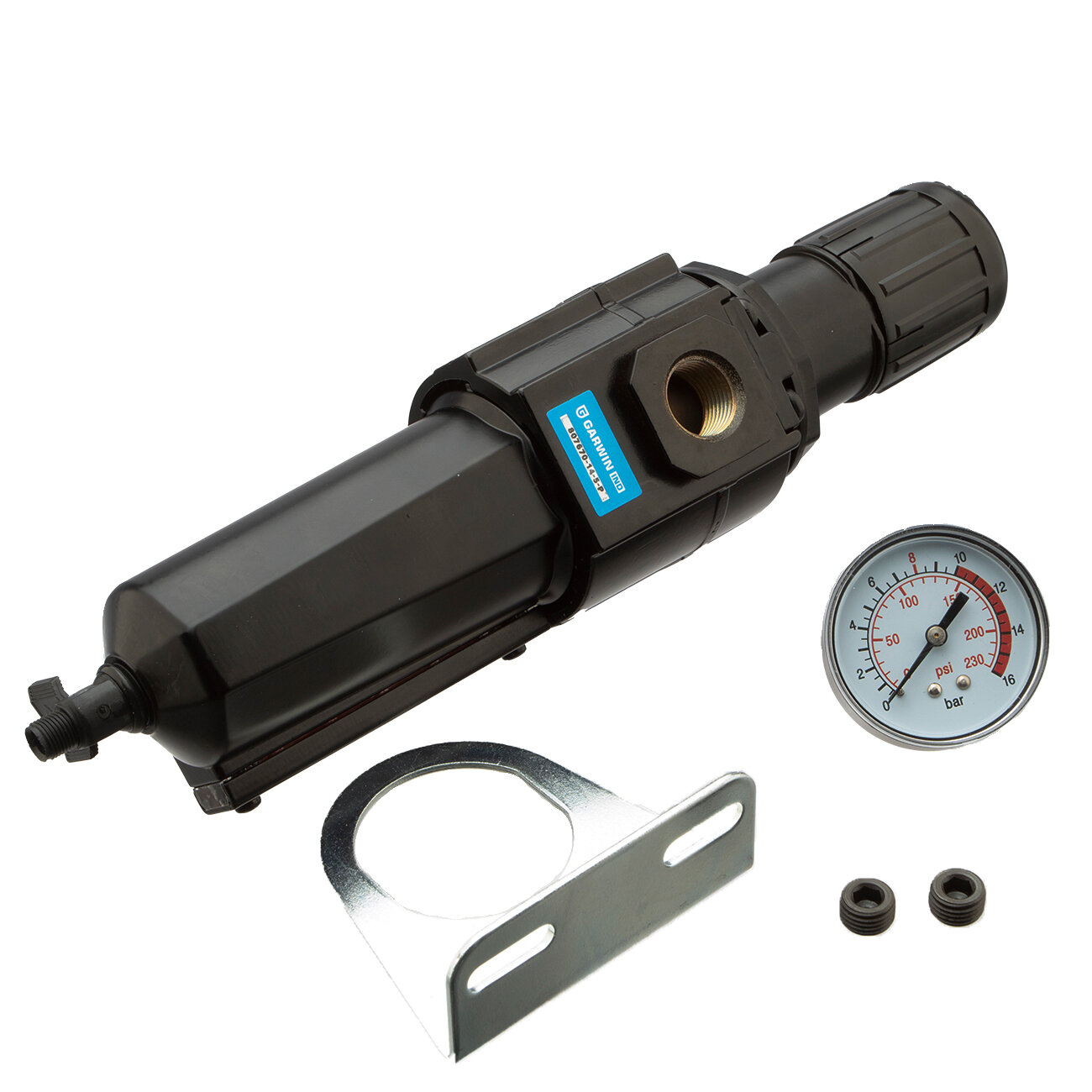 GARWIN INDUSTRIAL 807670-14-5-P Фильтр для воздуха с регулятором давления 1/4" (5 микрон), усиленный - макс. давление 16 бар