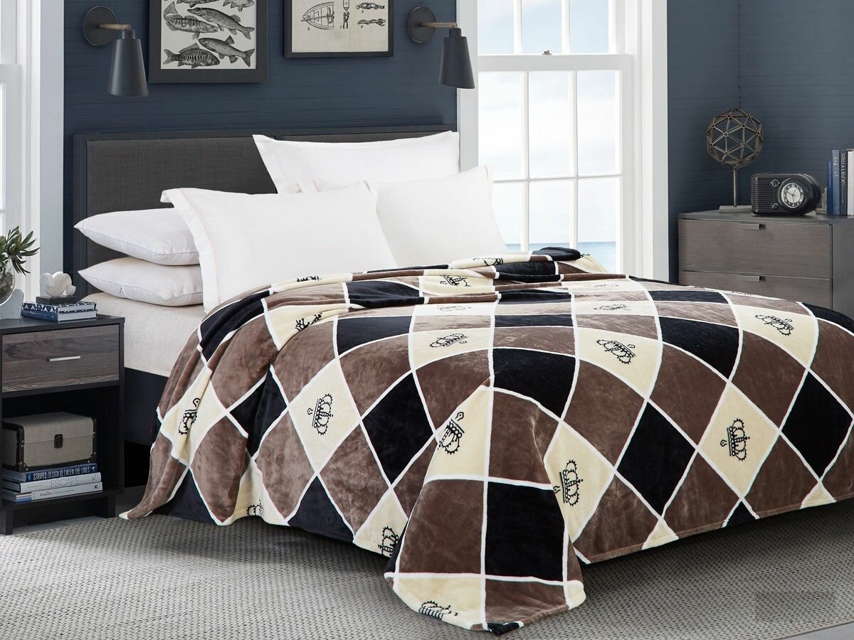 Плед 200х180 см покрывало на кровать евро велсофт накидка на диван 200 на 180 пушистый теплый