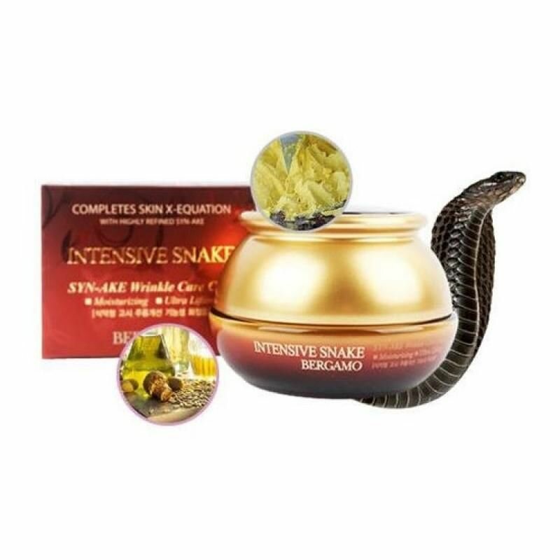 Bergamo Крем с пептидами змеи антивозрастной, увлажняющий / 100% корея Intensive Snake Syn-ake Wrinkle Care Cream 50 гр.