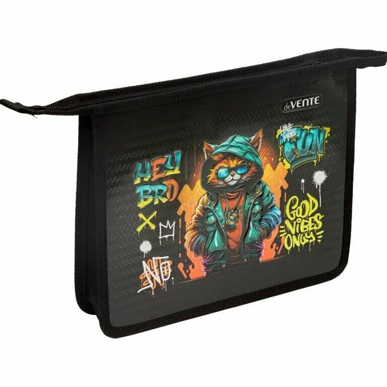 Папка для тетрадей А4 "deVENTE. Hey Bro" с расширением 4,5 см, на молнии сверху