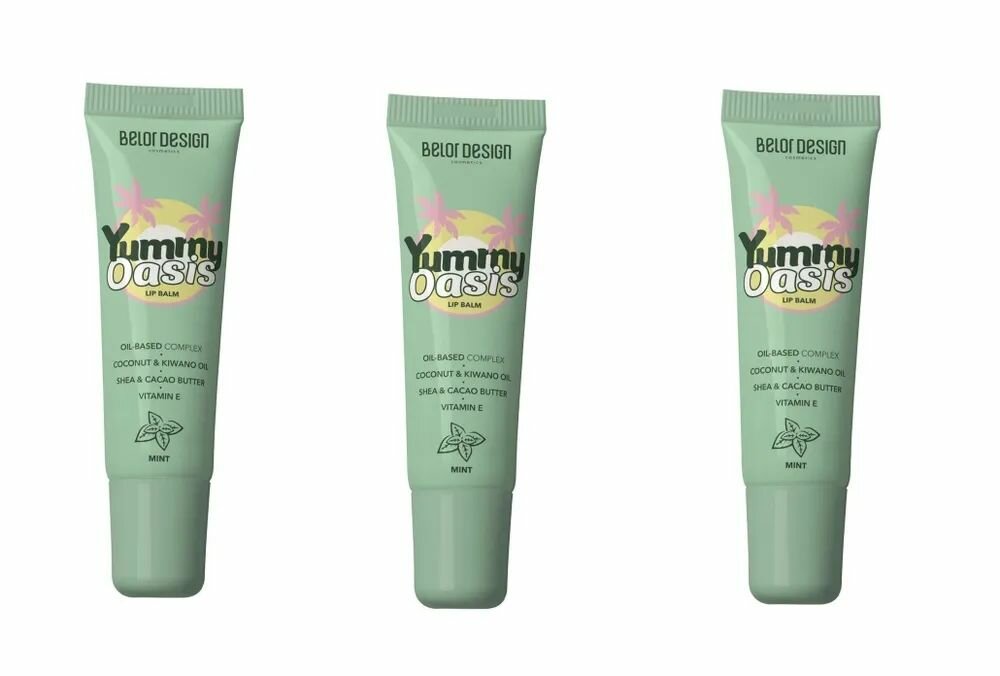 Belor Design Бальзам для губ Yummy Oasis Mint, 10 г, 3 шт