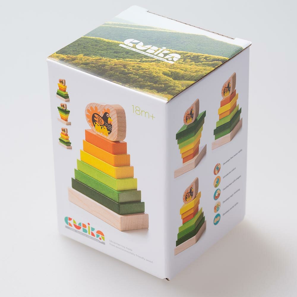 CUBIKA. Деревянная игрушка "Пирамидка" 8 деталей, дерево, развивающая, для детей от 1,5 лет