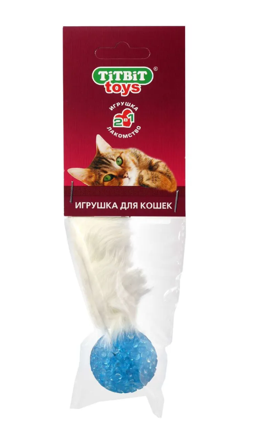 Игрушка для кошек TITBIT кроличий хвост, мягкая упаковка, 12 гр