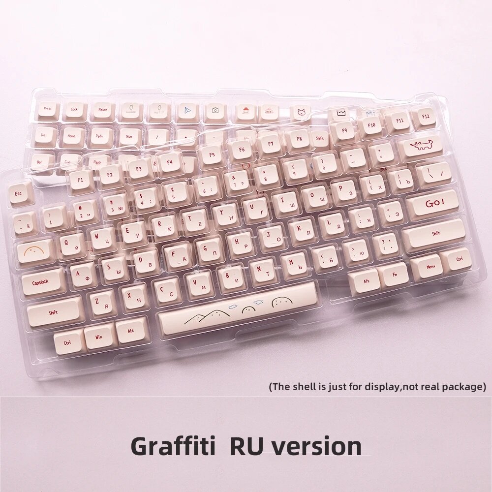 Jaycomia XDA Граффити PBT колпачки 129 клавиш для механической клавиатуры Graffiti RU-bag