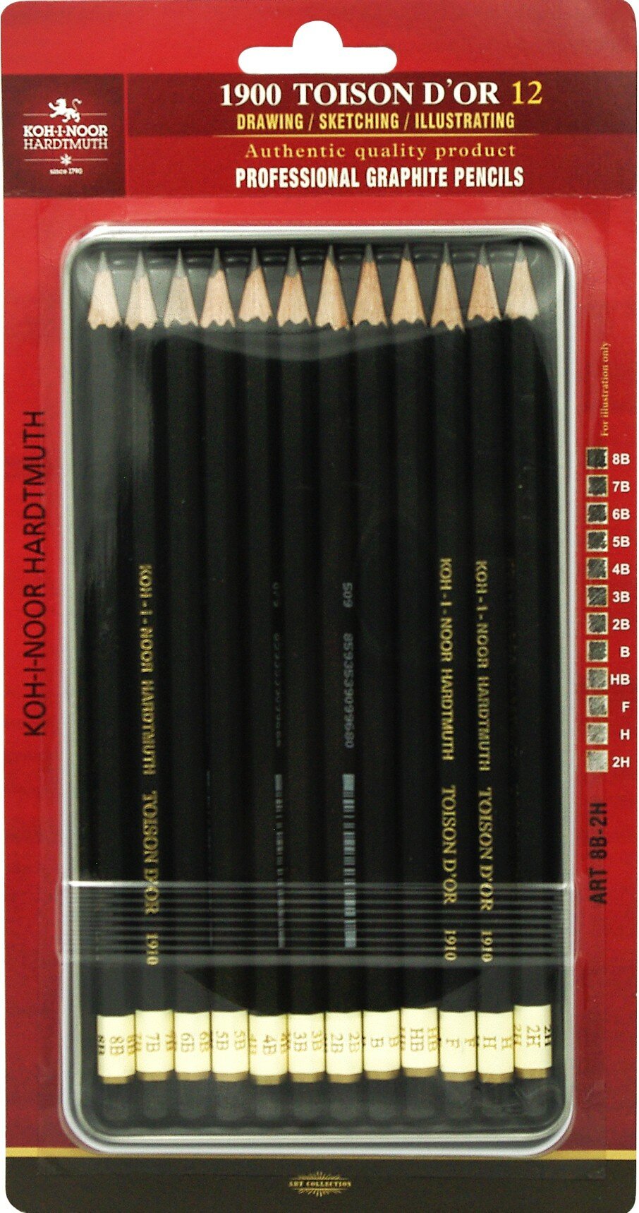 Набор чернографитных карандашей Toison d`Or Art, 8B-2H, 12 штук
