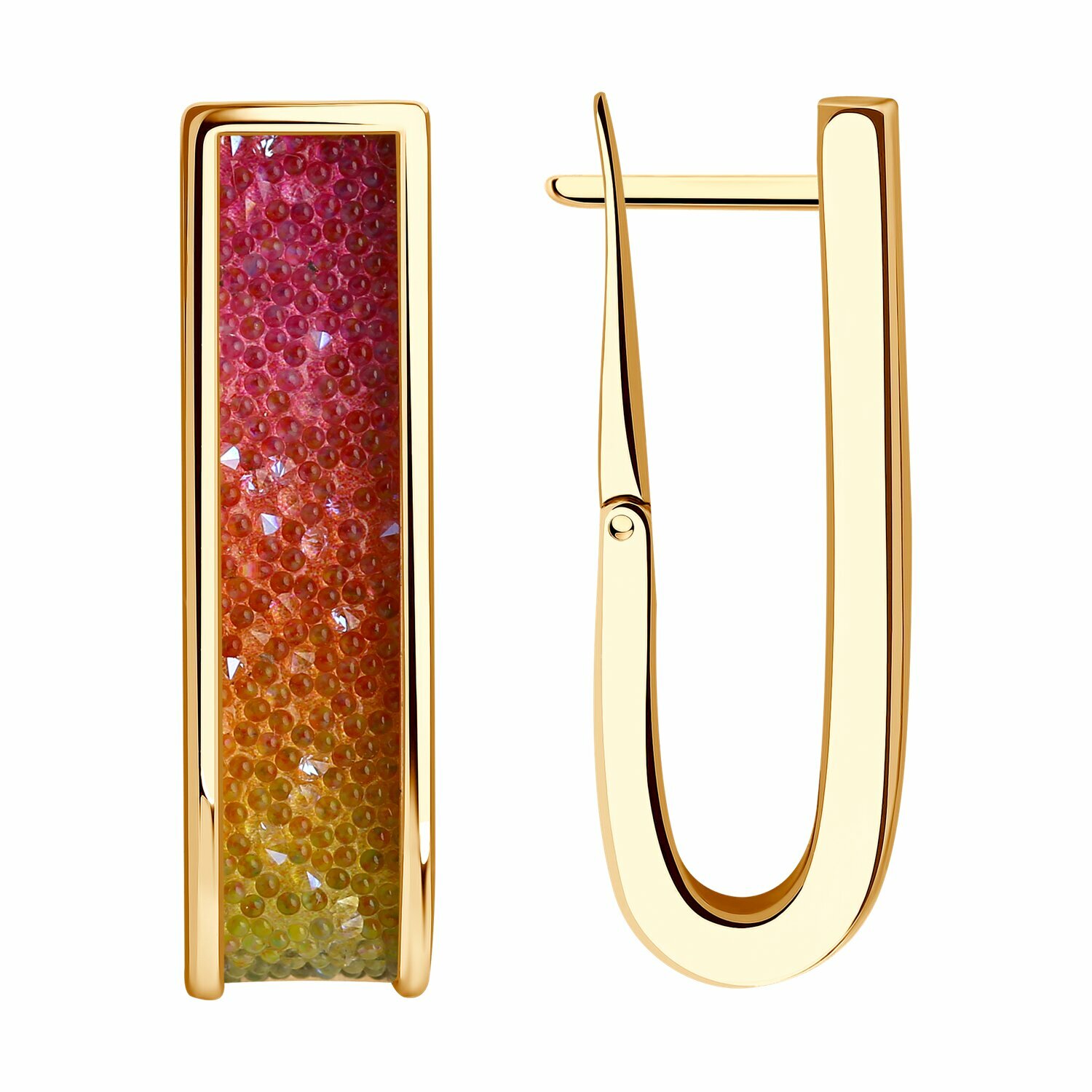 Серьги, серебро, 925 проба, золочение, кристаллы Swarovski