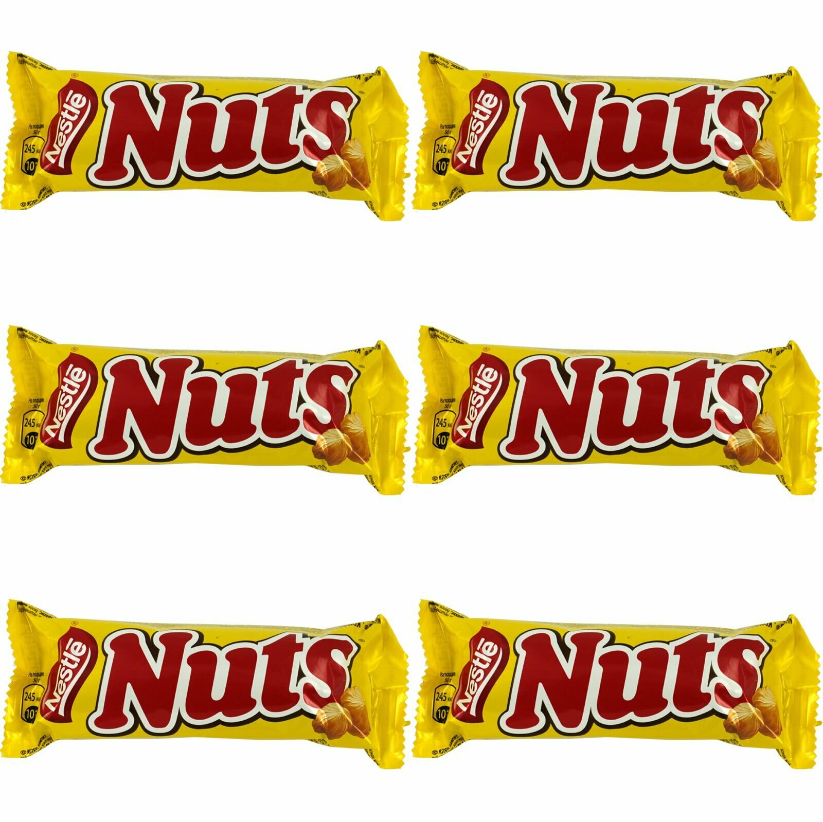 Nuts Шоколадный батончик Nuts, с лесным орехом 50 г, 6 шт