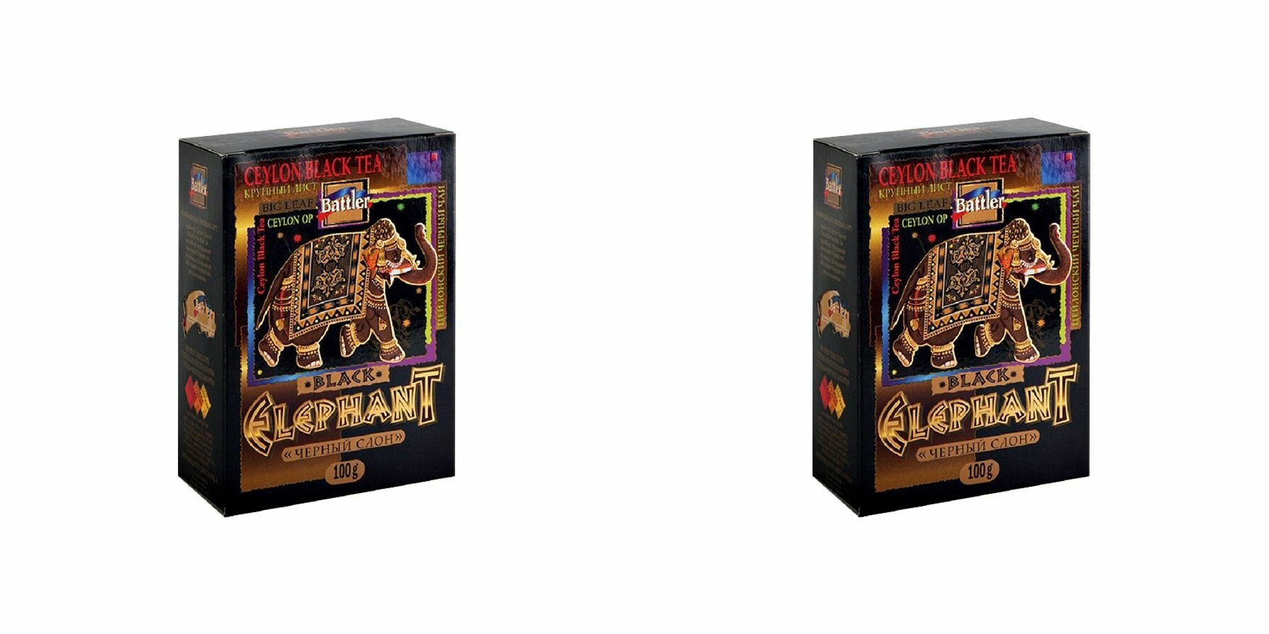 Battler Чай черный Черный слон, листовой, 100 г,2 уп