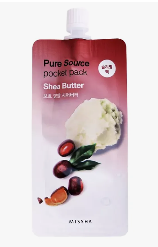 Маска кремовая ночная с маслом ши, Missha, Pure Source Pocket pack Shea Butter, 10 мл