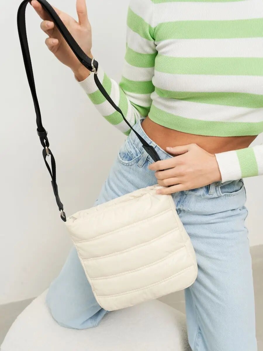 Сумка мессенджер маленькая через плечо тканевая стеганая