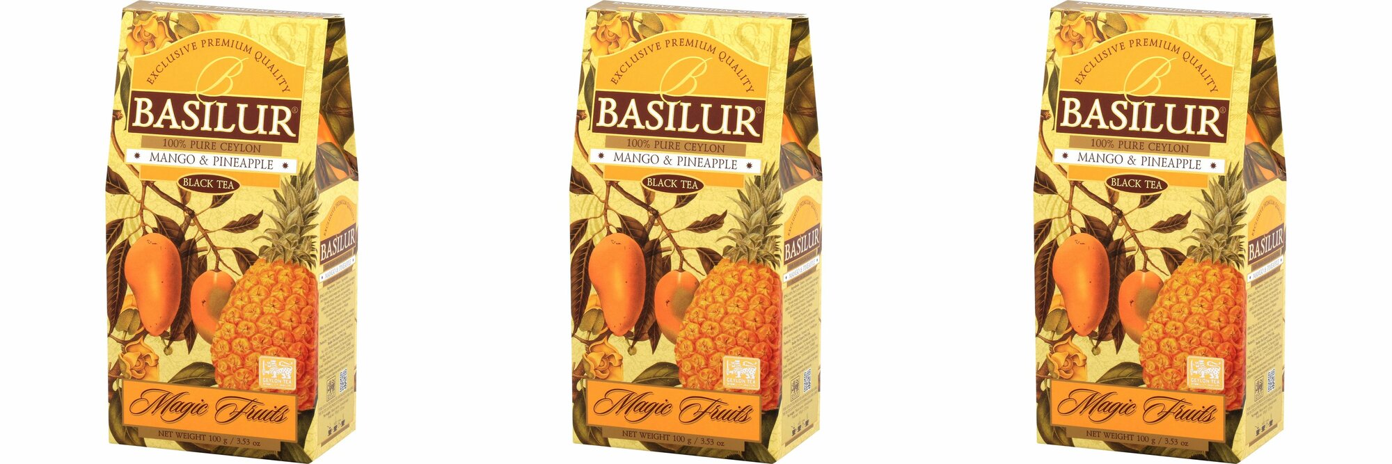 Basilur Чай черный , волшебные фрукты , манго и ананас, 100гр, 3 уп.