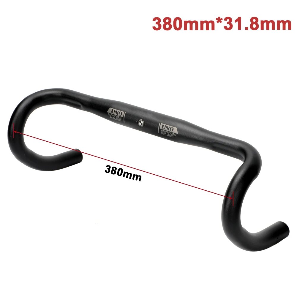 UNO Racing Руль алюминиевый для дорожного велосипеда 380/400/420/440 мм Черный, 31.8x380mm Black